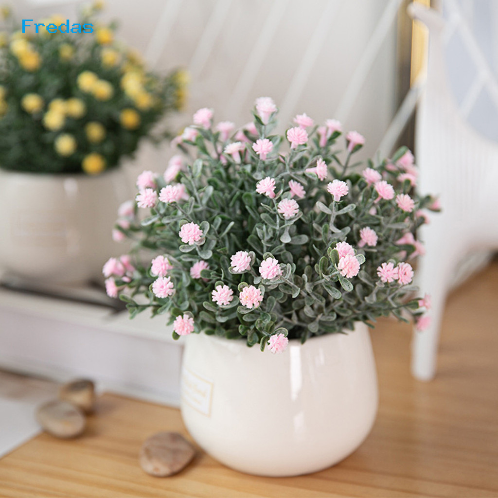 Frh-1 ชุดดอกเบญจมาศประดิษฐ ์ พลาสติกสดใสสวยงามตัดกระถางปลอมสีเขียว ...