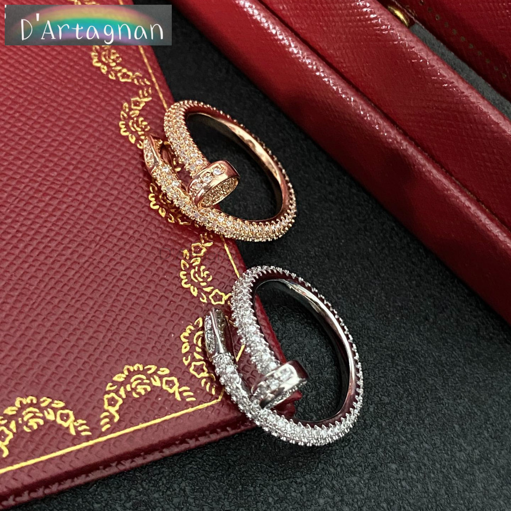 {จุดบูติก} Juste UN CLOU Series แหวนรูปร่างเล็บฝังเพชรทองเหลืองซีลเหล็ก ...