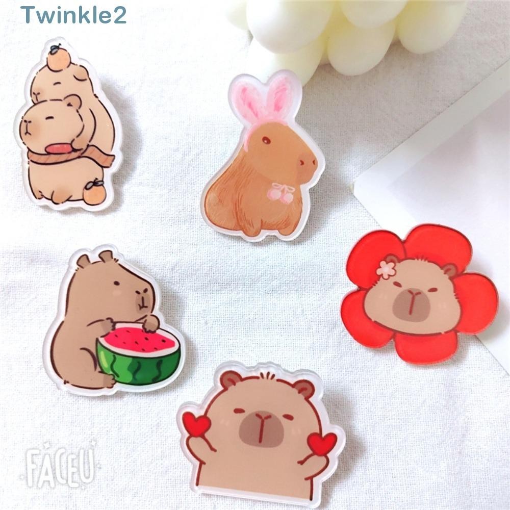 Twinkle Capybara เข็มกลัด, การ์ตูนแตงโม Capybara อะคริลิคป้าย, แฟชั่นดอกไม้สัตว์น่ารักกระเป๋า ...