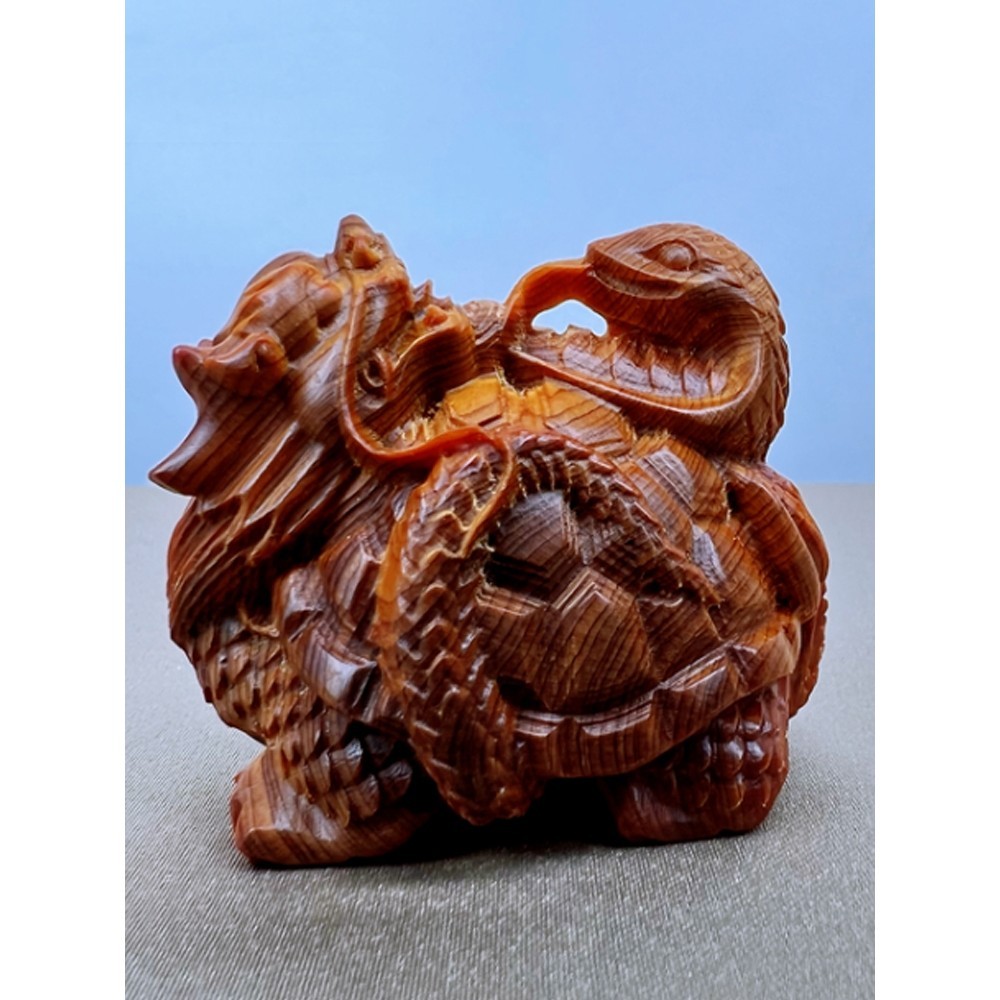 Xuanwu Thuja ไม้แกะสลักโบราณ Mythical Beast Kirin Tiger แผ่นมังกรไม้ ...