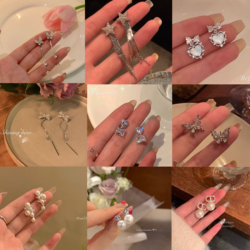 50 รูปแบบ INS Mini สาวน่ารัก S925 ต่างหูเงินหูแฟชั่นเครื่องประดับ Accesssory | Shopee Thailand