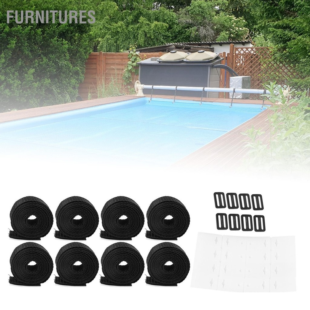 Furnitures 8 Sets Swimming Pool Roller Strap Solar Cover Reel ...