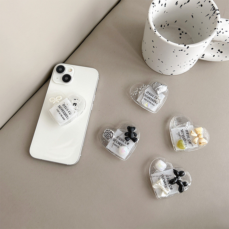 Clear Bow Round Solid Back Stickers Plain Color Griptok Phone Holder ...