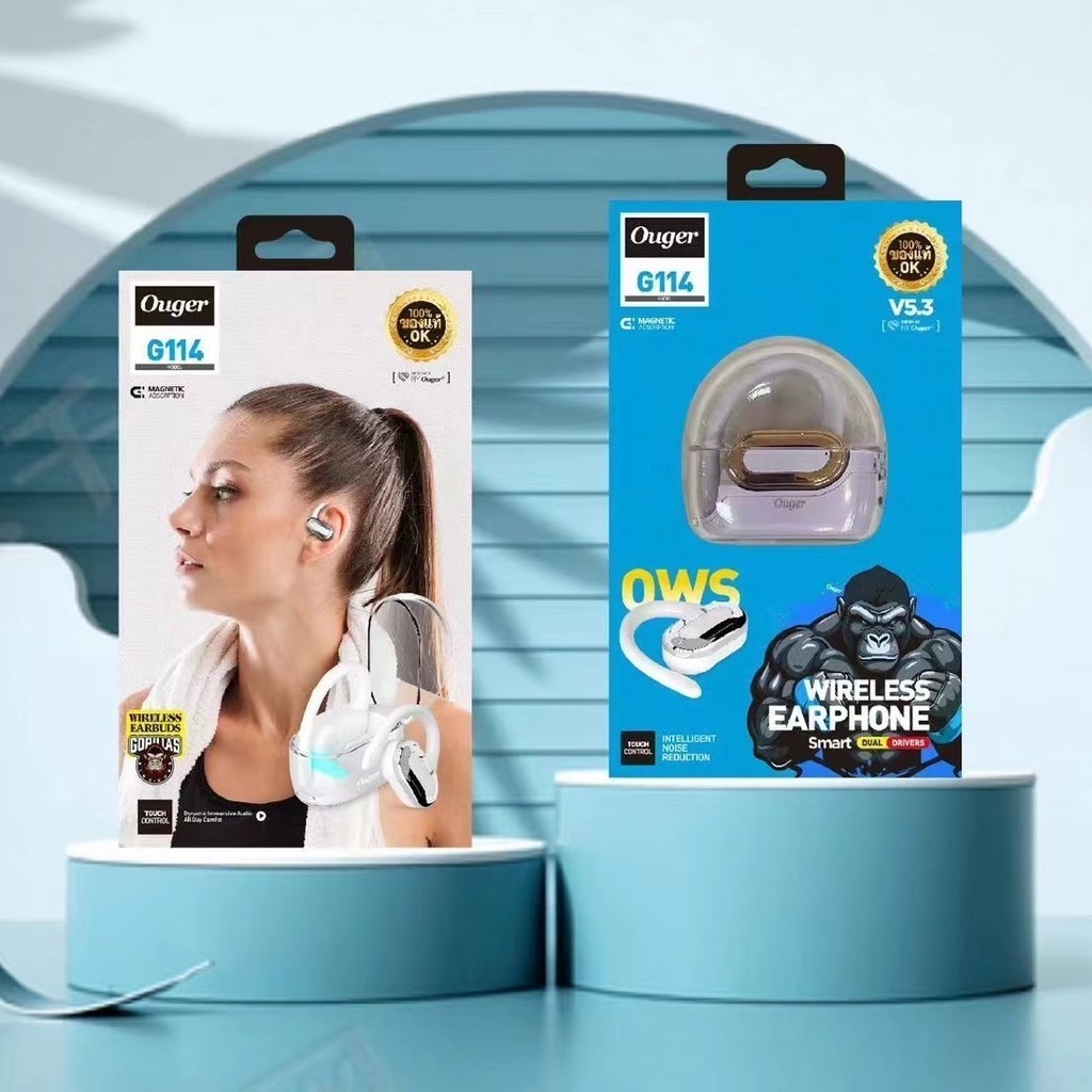 Ouger หูฟังไร้สาย กันน้ำ เสียงดี ไมค์ชัด ตัดเสียงรบกวน แบตอึด ควบคุม ...