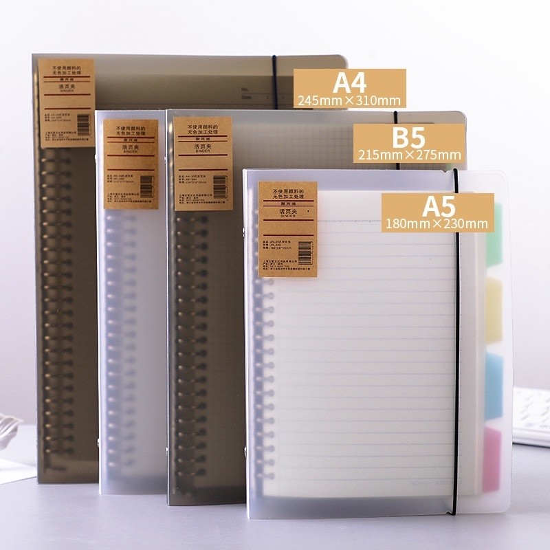 สมุดบันทึกใบหลวม A4/B5/A5 DIY Notepad รีฟิลโปร ่ งใส Frosted Cover ...