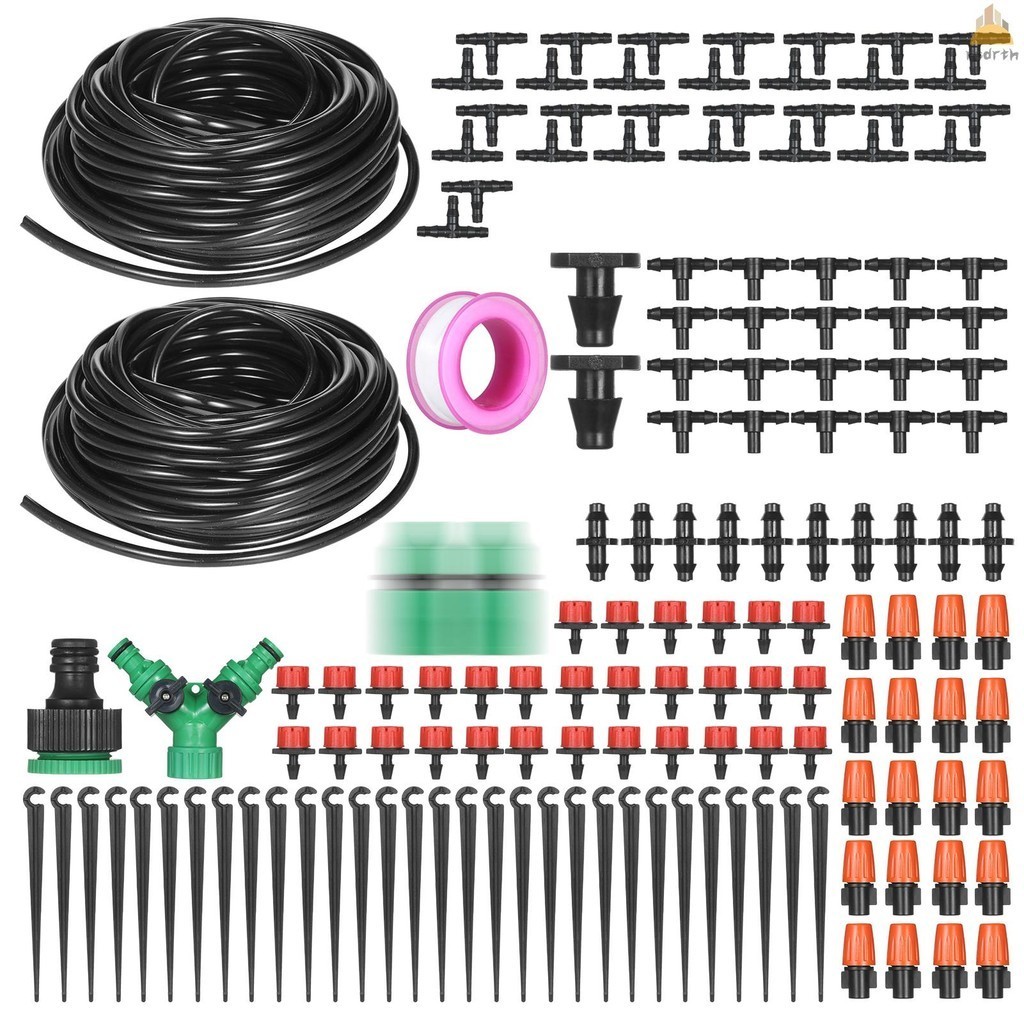 Drippers 30 เมตรชุดหยด Diy พร้อมหัวฉีดจับเวลาเมตรสนามหญ้า Patio Kit Diy ...