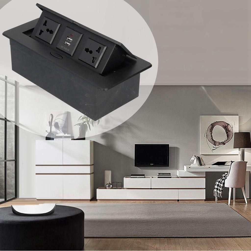 Cancanshop Table Pop Up Socket Dual USB Power Outlet Strip Hub กล่อง ...