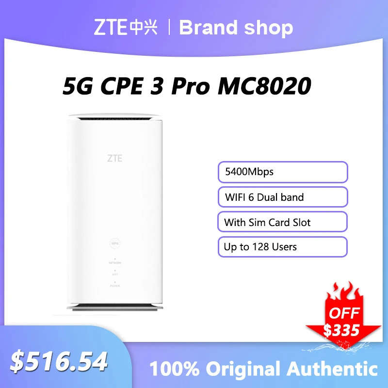ZTE 5G CPE 3 Pro MC8020 5G Modem CPE WIFI 6 Dual Band 5400Mbps Wireless Routers With Sim Card ...