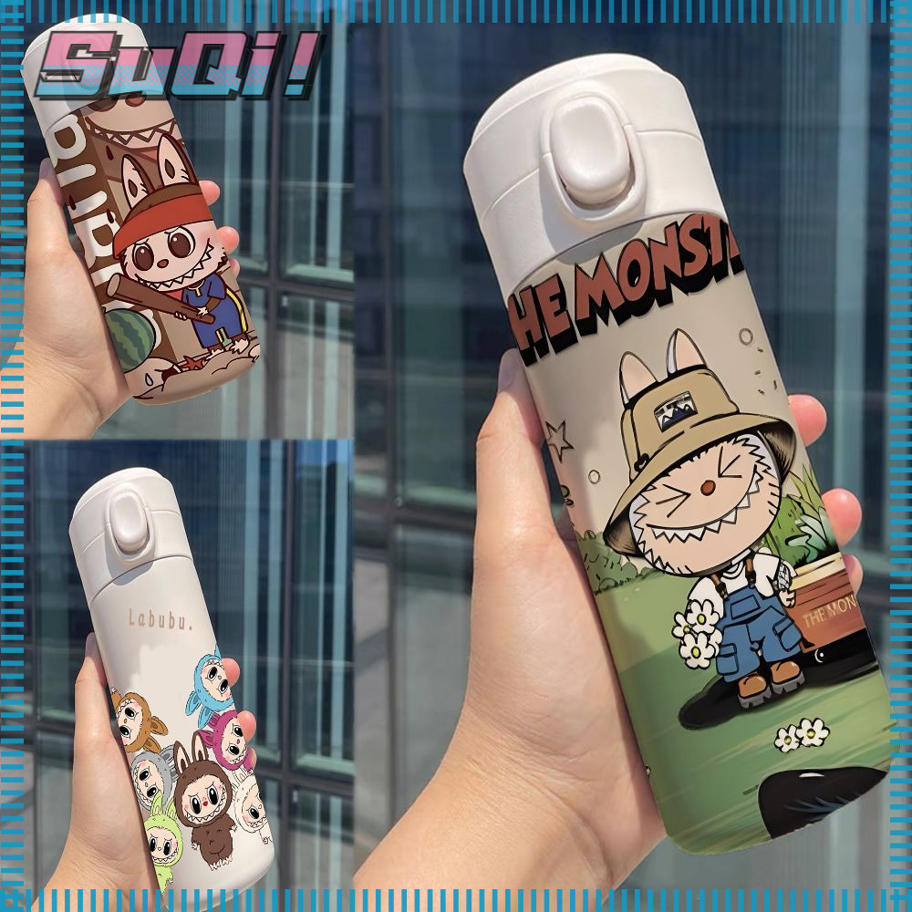 Suqi Labubu Water Cup, 420ML การ์ตูนถ้วยน้ําสแตนเลส,น่ารักแบบพกพาตรง ...