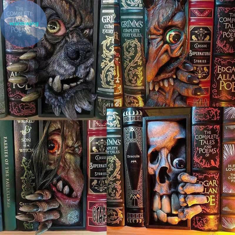 Warmwing อีสเตอร์น่ากลัว Monster Face Frankensteins หนังสือ Figurines Creative 3D เรซิ่นชั้นวาง ...