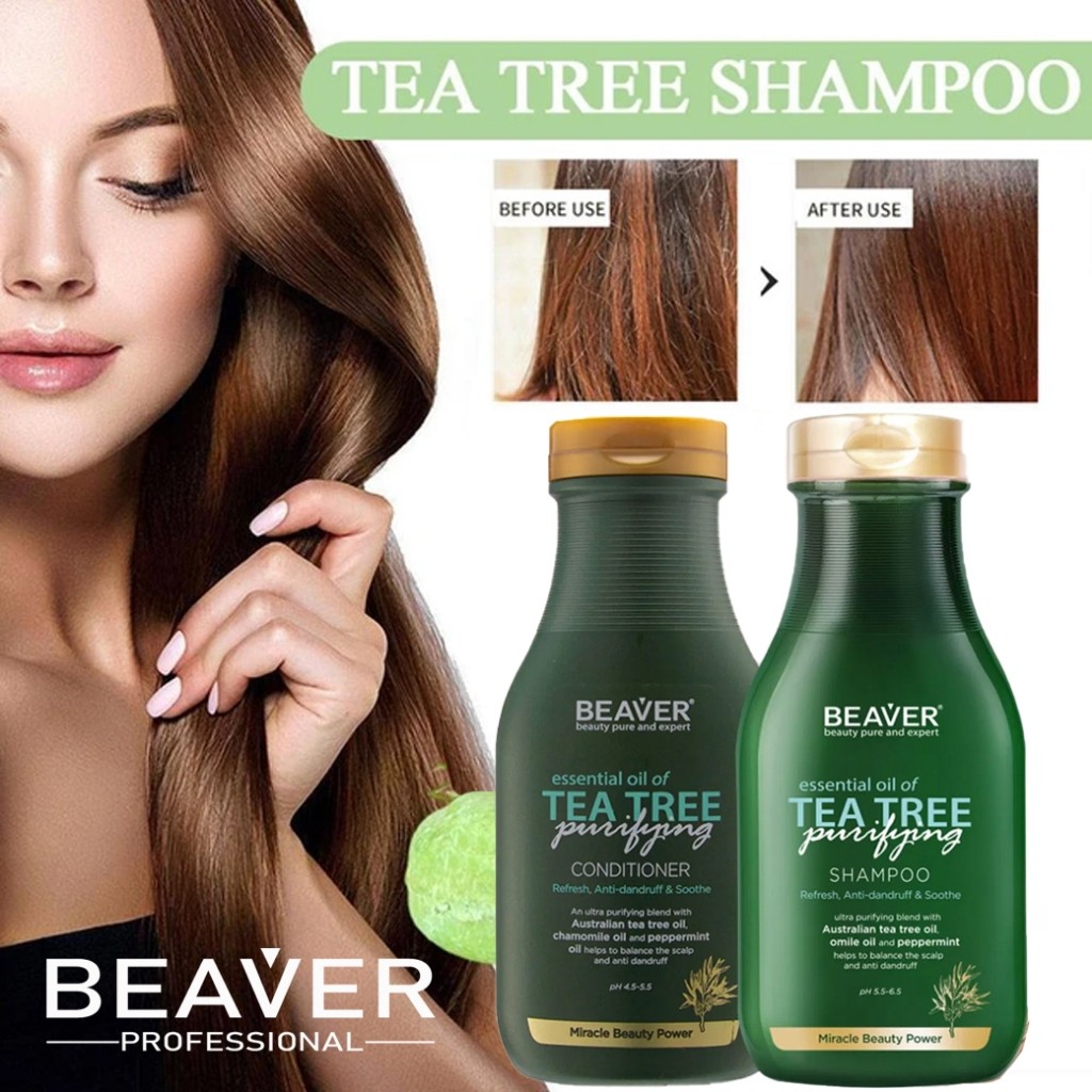 Beaver Tea Tree Purifying Shampoo / Conditioner 350ml บีเวอร์ แชมพู และครีมนวดผม ขจัดรังแค ...