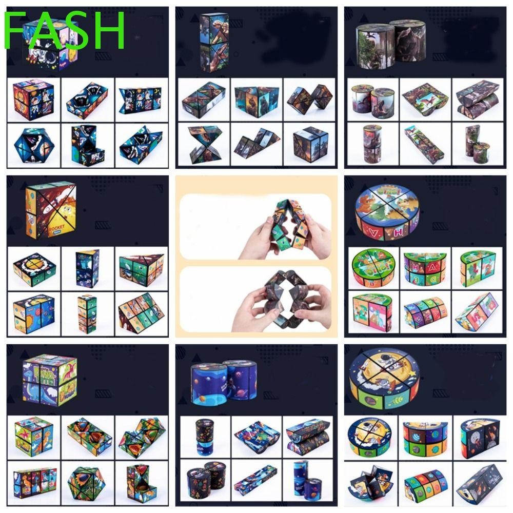 Fash Magic Cube, 3D หมุนไดโนเสาร์ Intelligence Cube Magic ของเล่น,ปลายนิ้วการ์ตูนที่มีสีสัน ...
