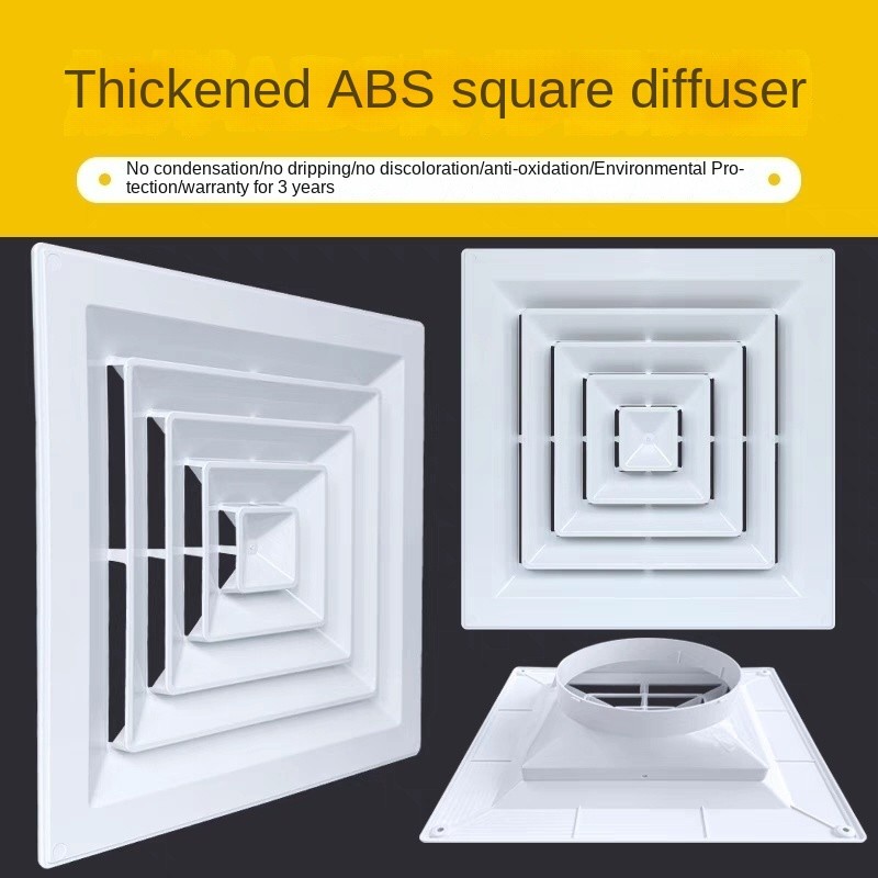 พลาสติกเหล็ก ABS Diffuser Central Air Conditioner สี่ด้าน Air Outlet การระบายอากาศตาบอด Anti ...