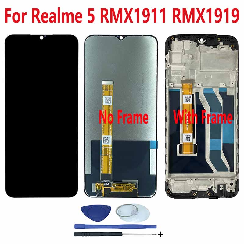 ชุดประกอบหน้าจอสัมผัสดิจิทัล LCD สําหรับ Realme 5 RMX1911 RMX1919 ...