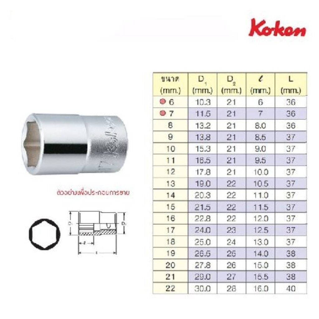 KOKEN 4400M 6P ลูกบ๊อก 1/2 นิ้ว ขนาด 6 - 32 มม โคเค่น | Shopee Thailand