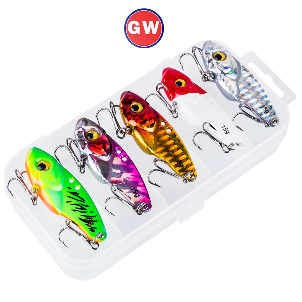 5 ชิ้น/กล่องโลหะใบมีดเหยื่อ 5g/7g/10g/15g/20g VIB Lure Sinking Swimbait 3D ตาช้อน Spinner ...