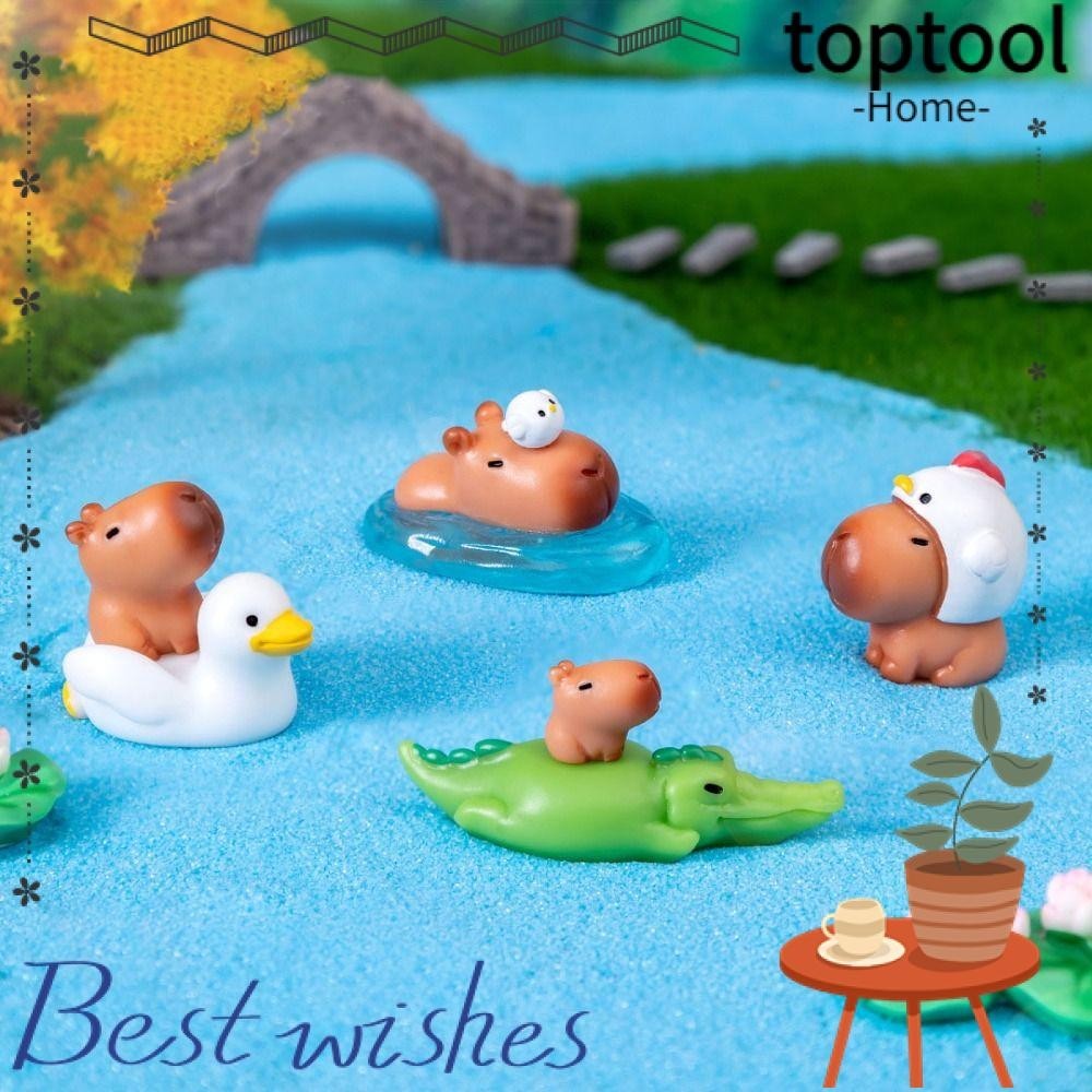 Toptool Miniature Capybara ตุ๊กตา,เรซิ่น DIY การ์ตูน Capybara รูปปั้น ...