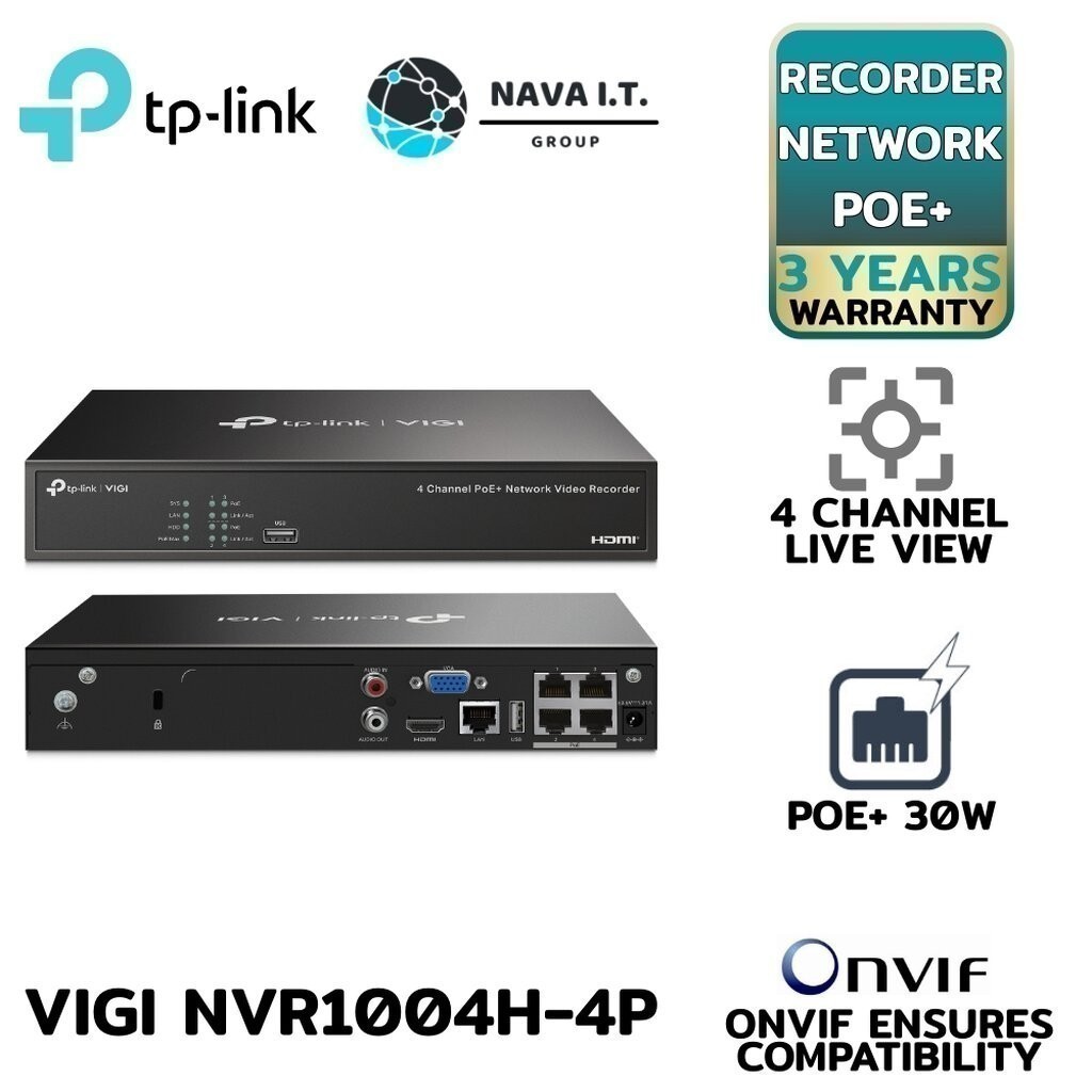 สินค้ามือสอง (1178) TP-LINK VIGI NVR1004H-4P VIGI 4 CHANNEL POE+ NETWORK VIDEO RECORDER ประกัน 3 ...