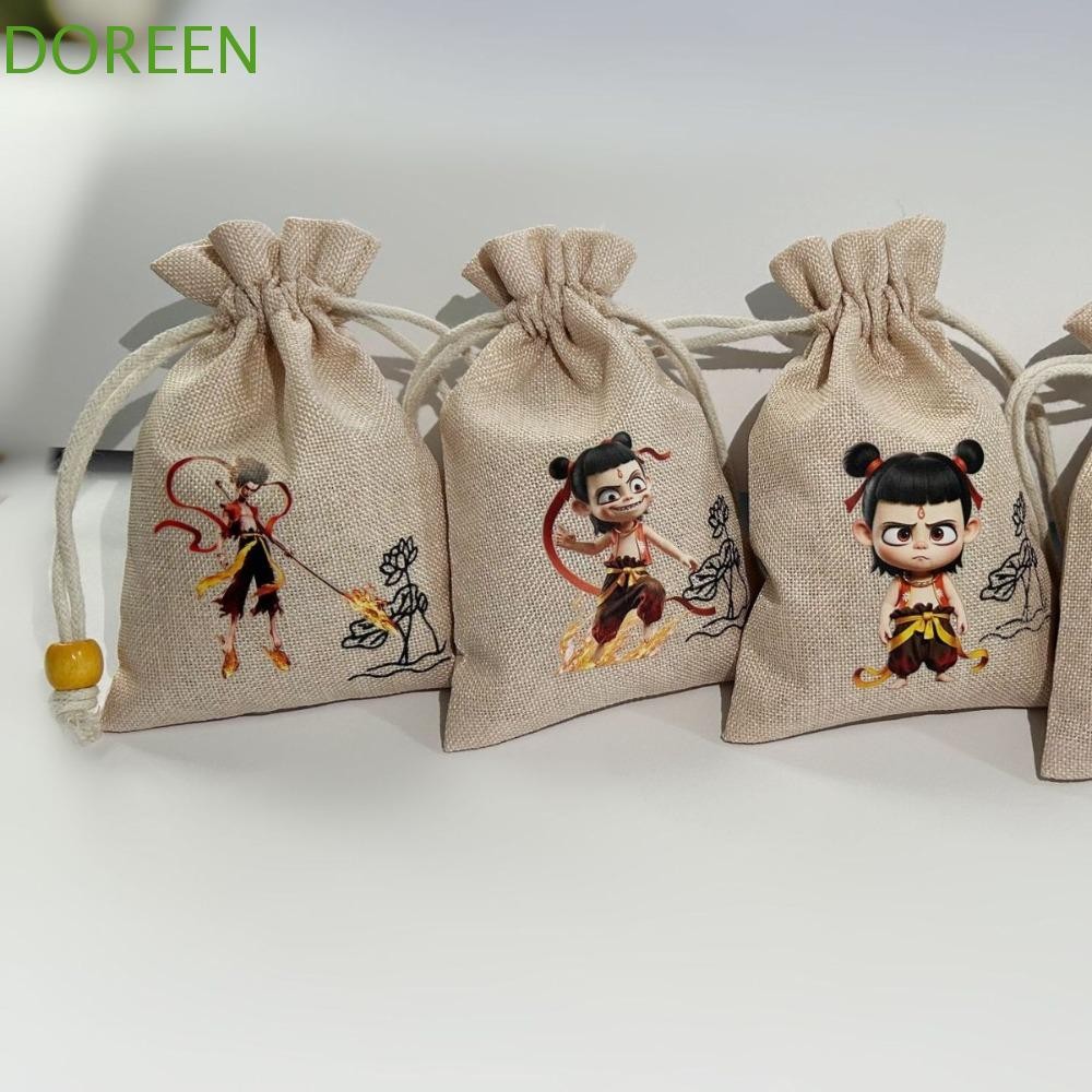 Doreen 10pcs Anime Ne Zha 2 Drawstring Pouch, ตลก Kawaii Ne Zha กระเป๋า ...