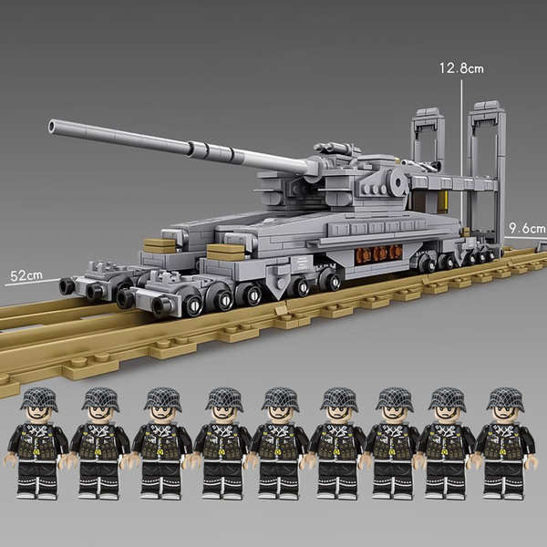 lego เลโก้ เยอรมัน Heavy Air-Proof ถัง 88 มม.Dora รถไฟ Cannon Gustav ...
