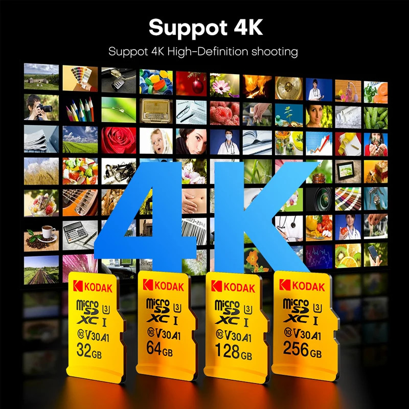 KODAK micro sd การ์ดหน่วยความจํา Class 10 128GB 4K ความเร็วสูง micro sd ความทรงจํา TF Card ...