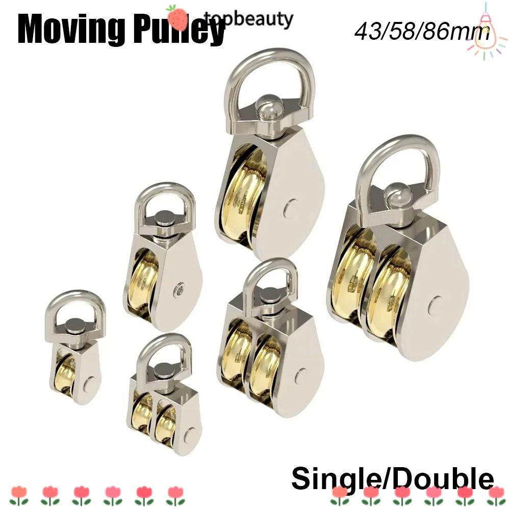 Topbeauty 1 ชิ้น Moving Pulley, เดี่ยว/ล้อคู่ 43/58/86 มิลลิเมตร Messenger Pulley, Mini สังกะสี ...