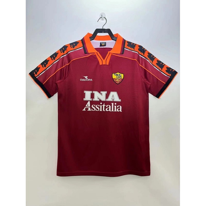 เสื้อฟุตบอลวินเทจ 98-99 Roma jersey Home แขนสั้น #10 เสื้อ Totti ชื่อ ...