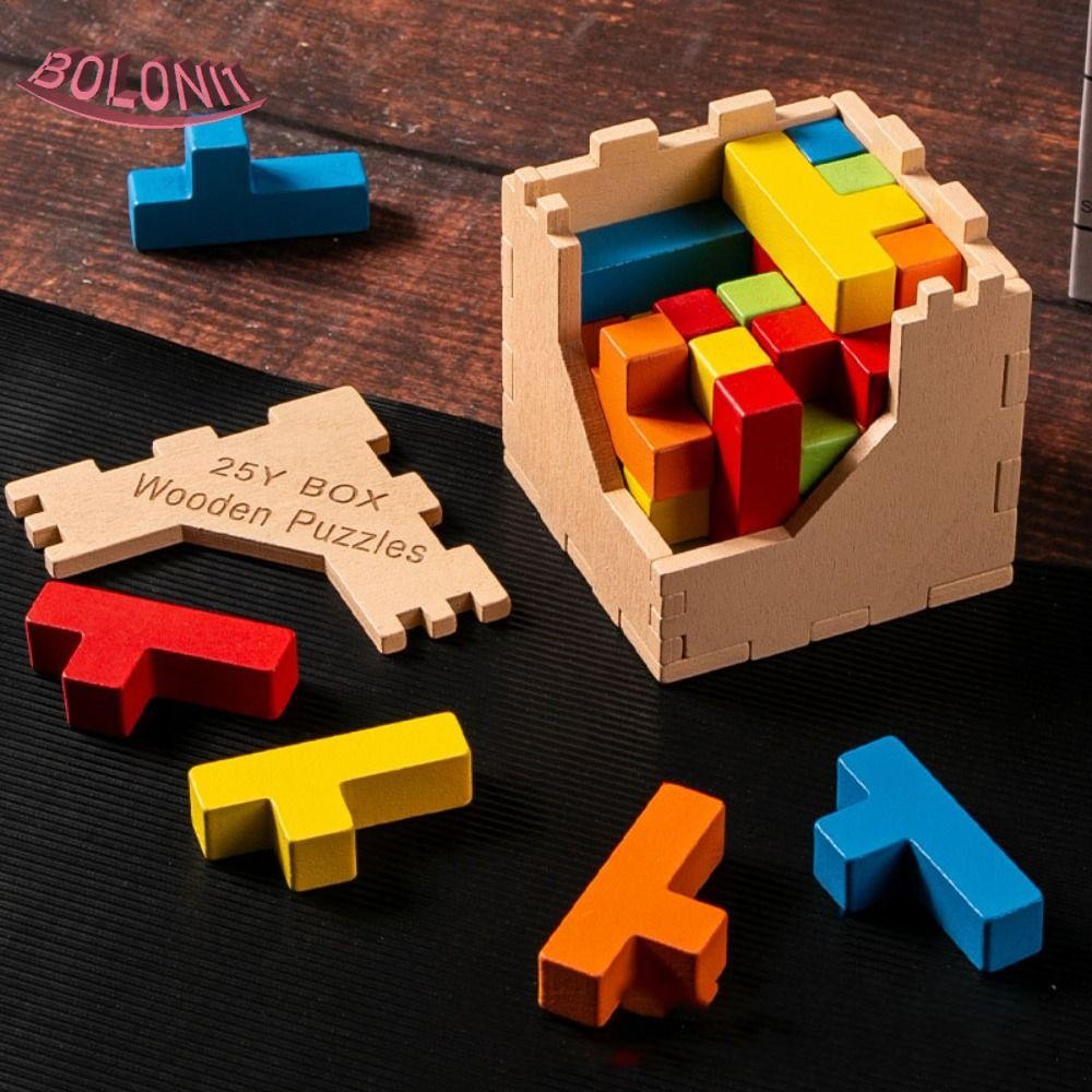 Bo ไม้ Building Block กล่อง, IQ 3D IQ Puzzle Mind Brain Teaser, 3D ...