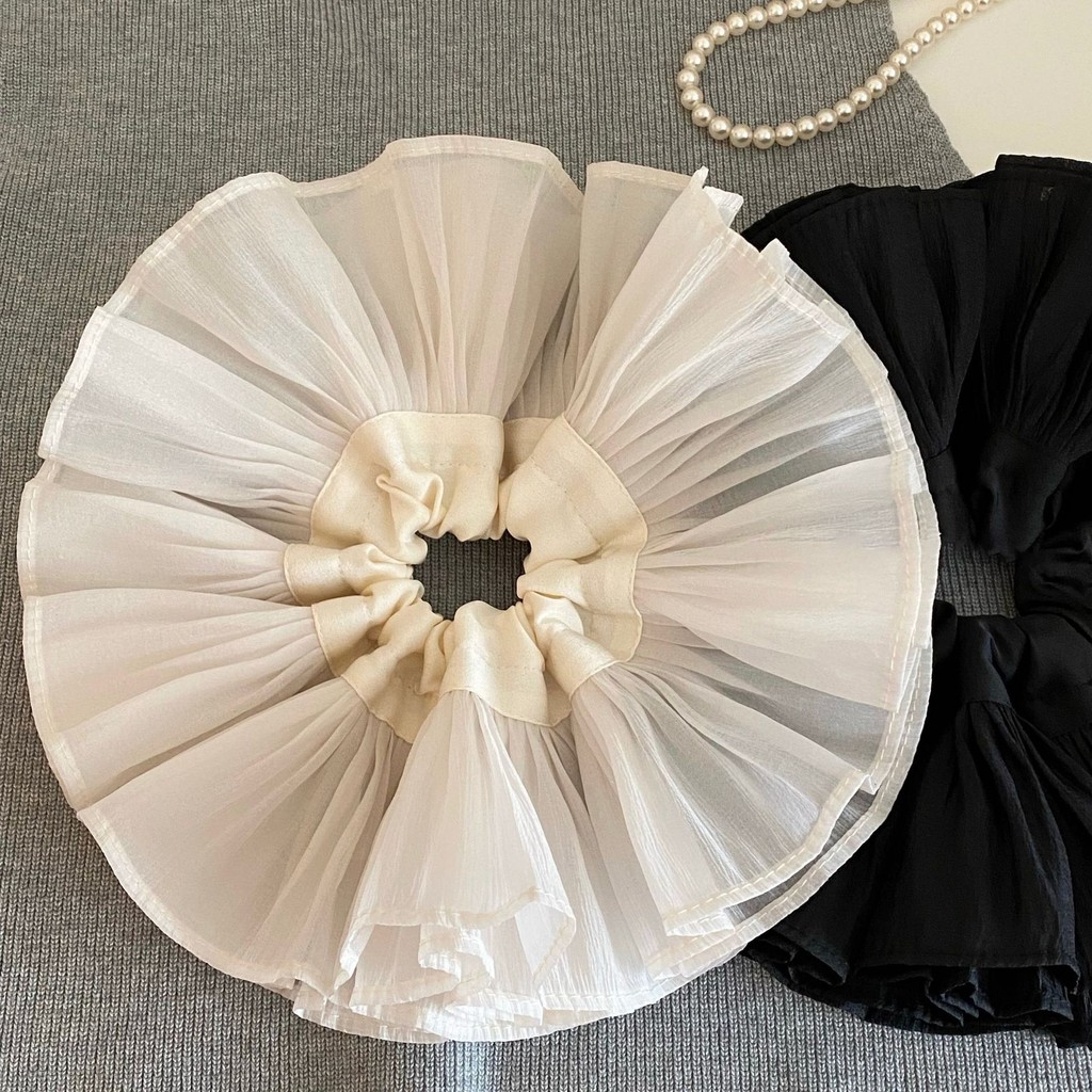Moouga/elegant Fairy Classy ขนาดใหญ่จีบผ้ากอซ Scrunchy แหวนผม ...