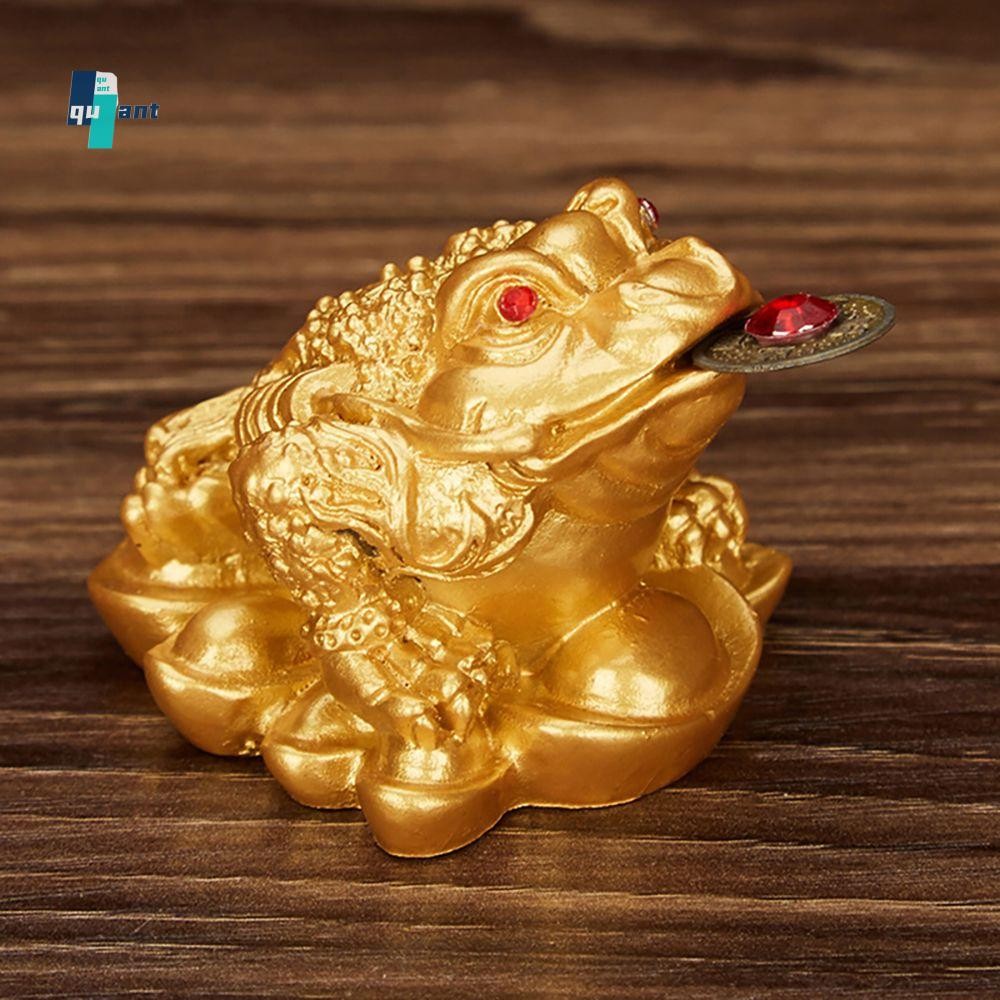 Quantumsky Feng Shui คางคก Bronze Mini ของขวัญขึ้นบ้านใหม่เครื่องประดับนําโชค Golden Desktop ตก ...