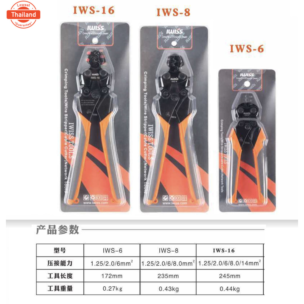 คีม คีมย้ำมัลติฟังก์ชั่น IWS-6 IWS-8 IWS-16 คีมย้ำหางปลา คีมย้ำ IWISS Crimping tool | Shopee ...