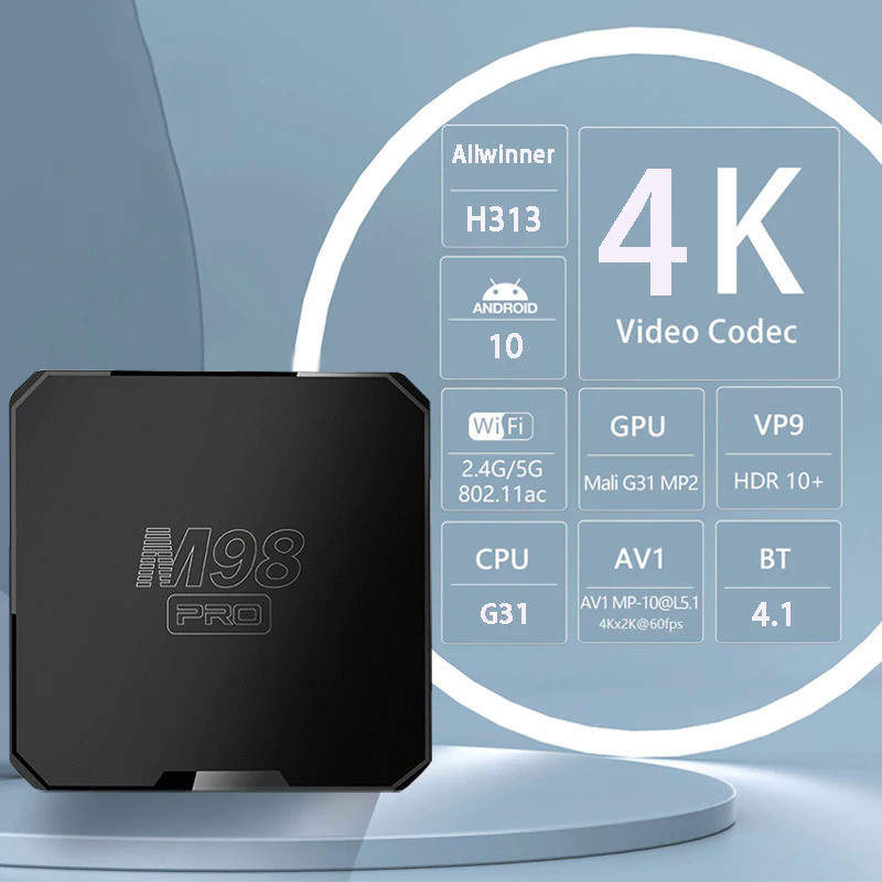 M98 Pro ATV กล่องทีวีสมาร์ท Set-top กล่อง 4K Media Player H313 Dual Wi Fi 4G 5G HD 4K 2GB 16GB ...