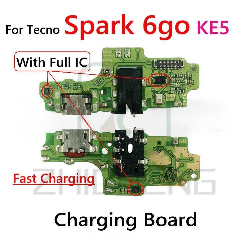 สําหรับ Tecno Spark 6 Go KE5 พร้อม IC USB Dock Charger พอร์ตแจ็คเสียง ...