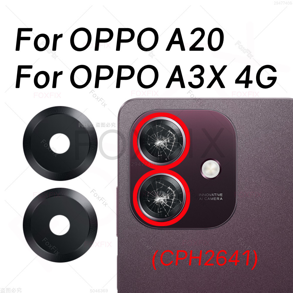 เลนส์กล้องด้านหลังสําหรับ OPPO A20 A3X 4G CPH2641 ฝาครอบกล้องด้านหลัง ...