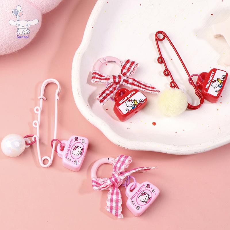 [San] Kawaii Hello Kitty Hairball พวงกุญแจ Sanrio KT เข็มกลัดแมวกระเป๋า ...