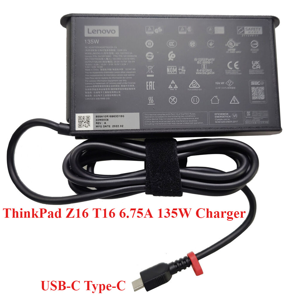 Lenovo ThinkPad Z16 G1 T16 แล็ปท็อป 20V 6.75A 135W Type-C USB-C อะแดปเตอร์เครื่องชาร์จไฟ AC ...