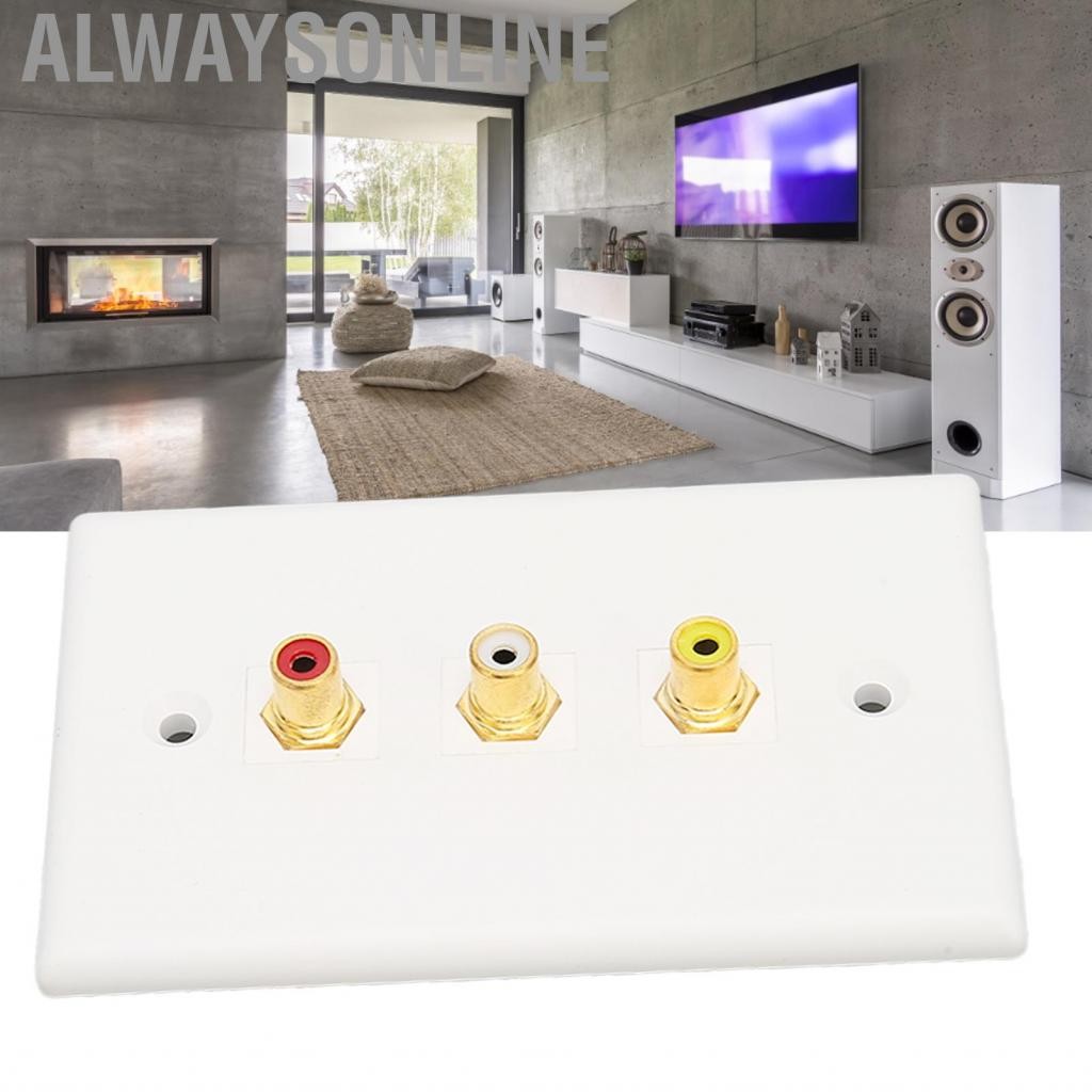 Alwaysonline 3 พอร์ต RCA Wall Plate 1080p AV Media Outlet Plate สำหรับ ...