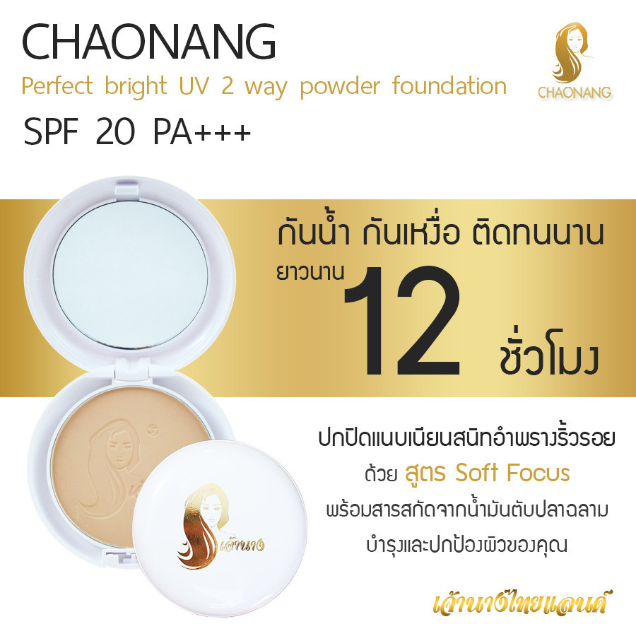 Chaonang Perfect bright UV 2 way powder foundation 10g แป้งเจ้านาง (1 ชั้น) | Shopee Thailand