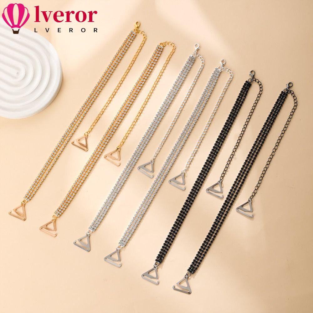 Lveror สายรัดชุดชั้นใน, สายรัดยกทรงกันลื่นแบบโลหะ, สายสะพายไหล่ปรับได้ Rhinestone สามแถว ...