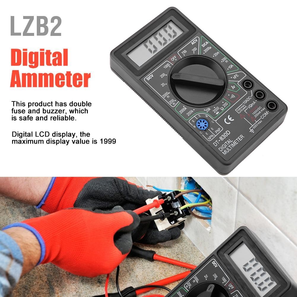 LZB2 DT830D Mini จอแสดงผล LCD มัลติมิเตอร์แบบดิจิตอลโวลต์มิเตอร์แอมป์มิเตอร์ Ohmmeter เครื่องมือ ...