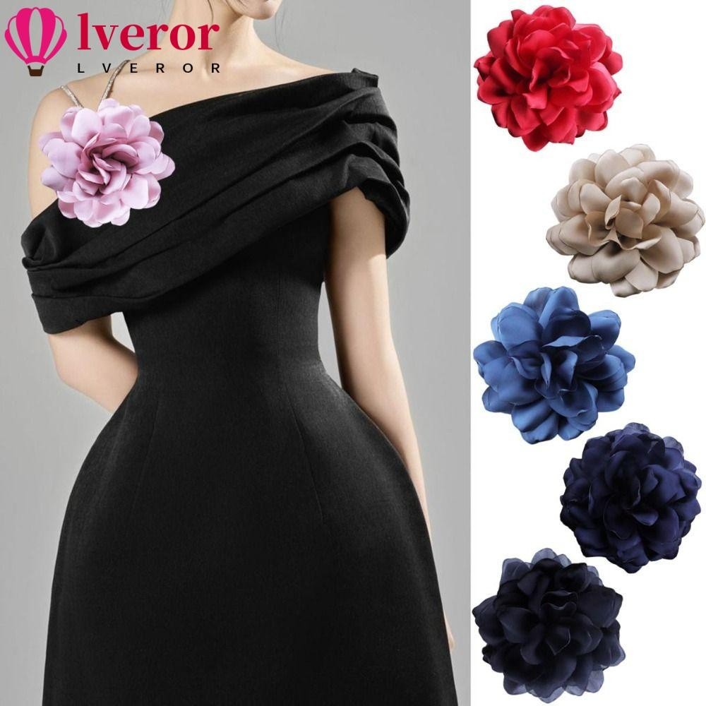 Lveror ซาติน Camellia ดอกไม ้ เข ็ มกลัด , แฟชั ่ นฝรั ่ งเศสดอกไม ้ Corsage, 12 ซม.หลายชั ้ นผู ...