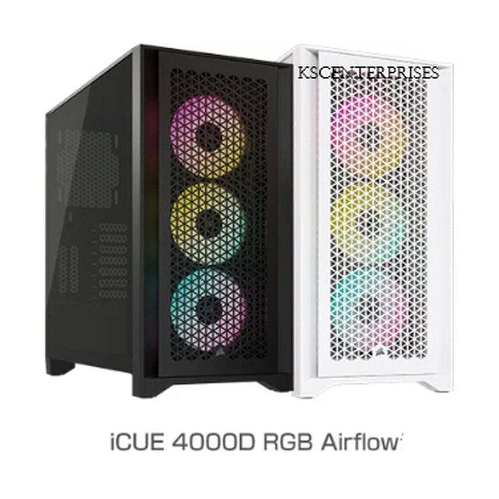Corsair iCUE 4000D RGB Airflow Mid-Tower Case - 3X AF120 RGB Elite Fans ...