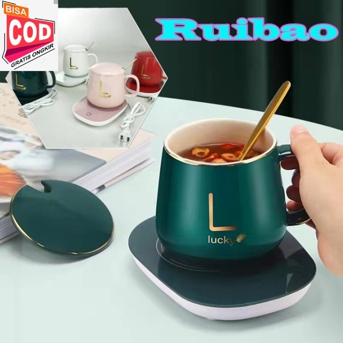 Ruibao แก้วชุดถ้วยไฟฟ้าเครื่องทําความร้อนเซรามิก 55 องศาเครื่องอุ่นกาแฟ ...