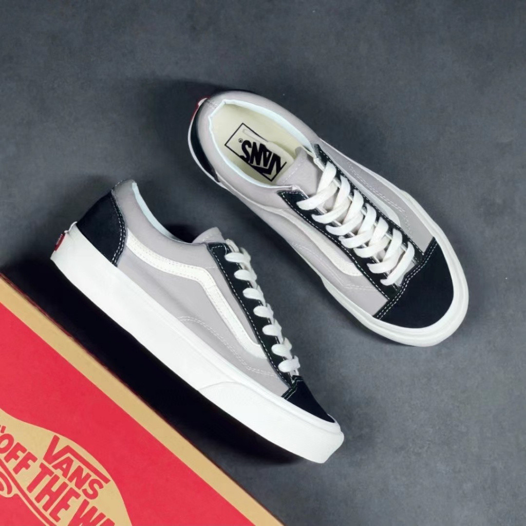 Wow vans old skool รองเท้าผ้าใบ Low-Top สีขาว Contrast Color Stripes 36 ...