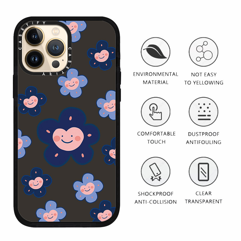 Casefy X Happi ดอกไม้กรณีสีโปร่งใส Soft TPU iPhone สําหรับ iPhone 15 14 ...
