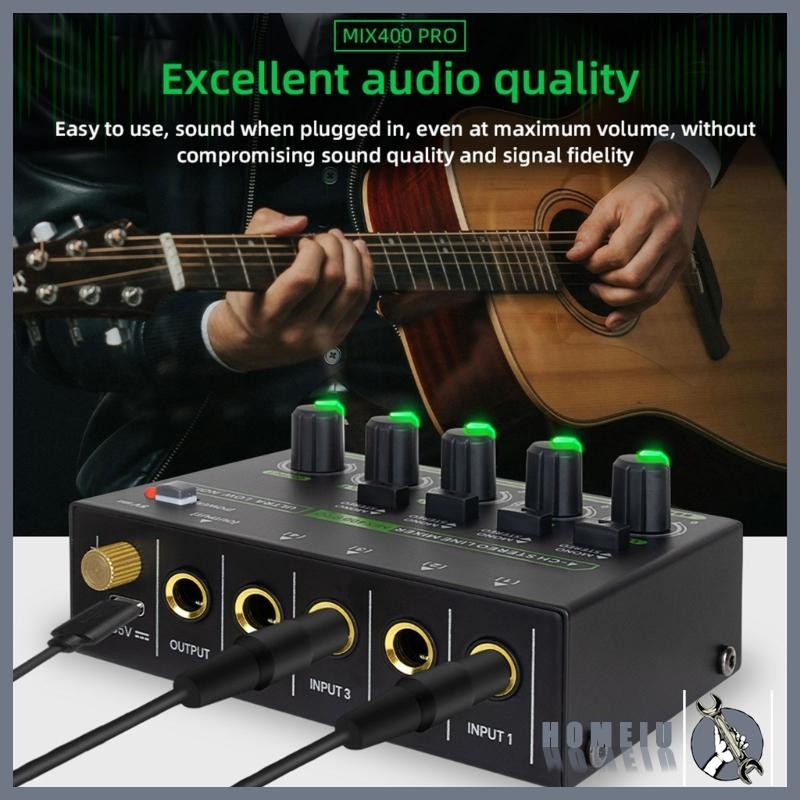 Homeiu Professional Low Noise 4 Channel Line Stereo Mixer 4 Input 1 ...