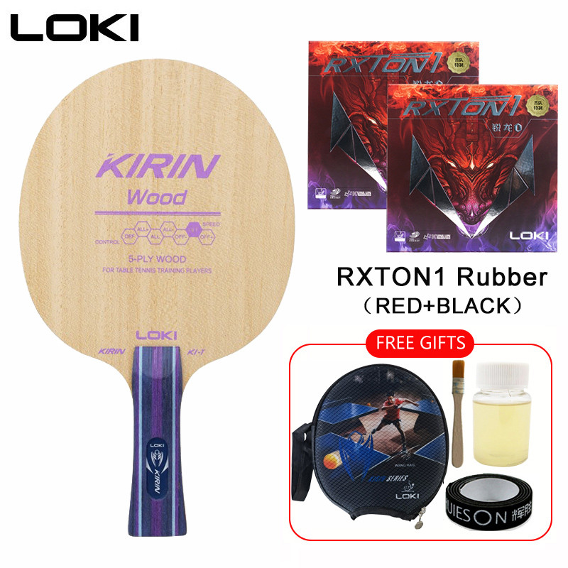 Original LOKI KIRIN K1-T ใบมีดปิงปอง(5ไม้,ALL+) พายค้างคาวปิงปองพร้อม RXTON1 ยางสําหรับผู้ ...