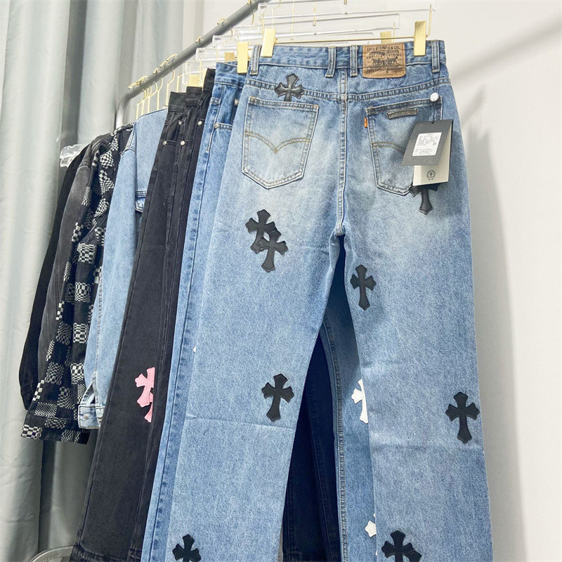 กางเกงยีนส ์ หนังแพทช ์ สีดําสีน ้ ําเงินเข ้ ม YRTE | Shopee Thailand