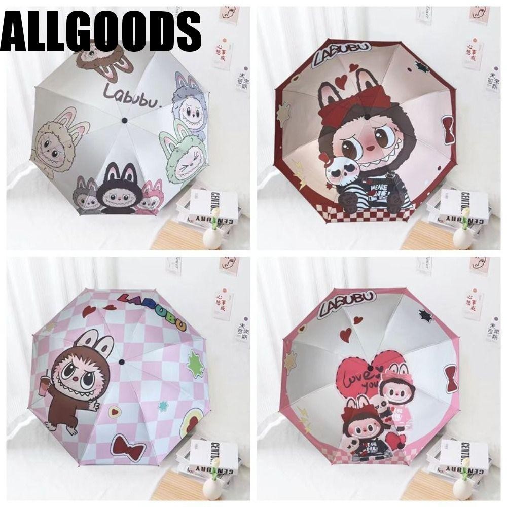 Allgoods Labubu Time Umbrella, 8-Ribs Letter Labubu Sun Protection ...