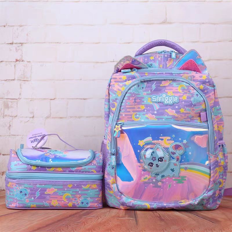 ออสเตรเลีย smiggle Space Cat กระเป๋านักเรียนน้ําหนักเบานักเรียน Burden ...